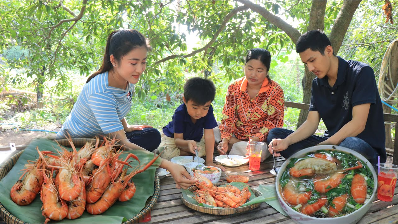 Cook and Eat : Grilled river shrimp and river shrimp soup cooking ...