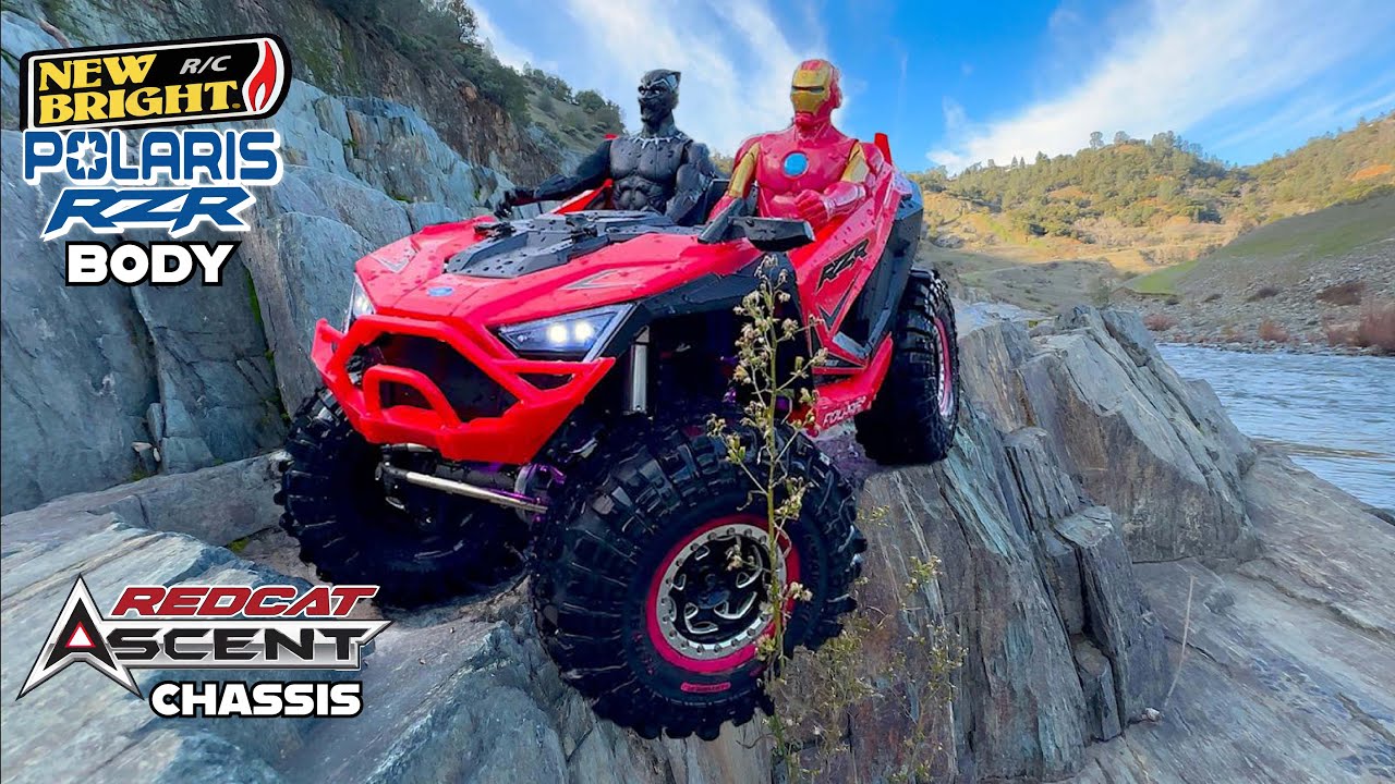 New Bright Polaris RZR ATV RC on RedCat Ascent Chassis Rock Crawl - YouTube