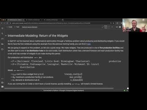 Gurobi Opti201 Training Video 5 - Intermediate Modeling and Coding ...