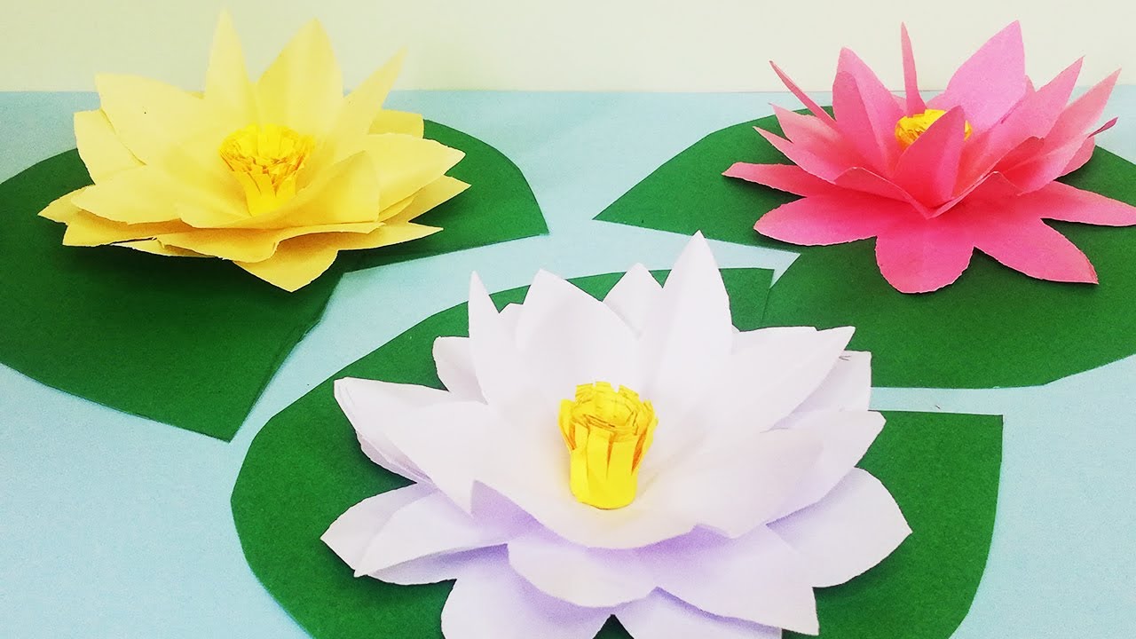 Lotus Flower | How to make Paper Flowers | Water Lilies - YouTube