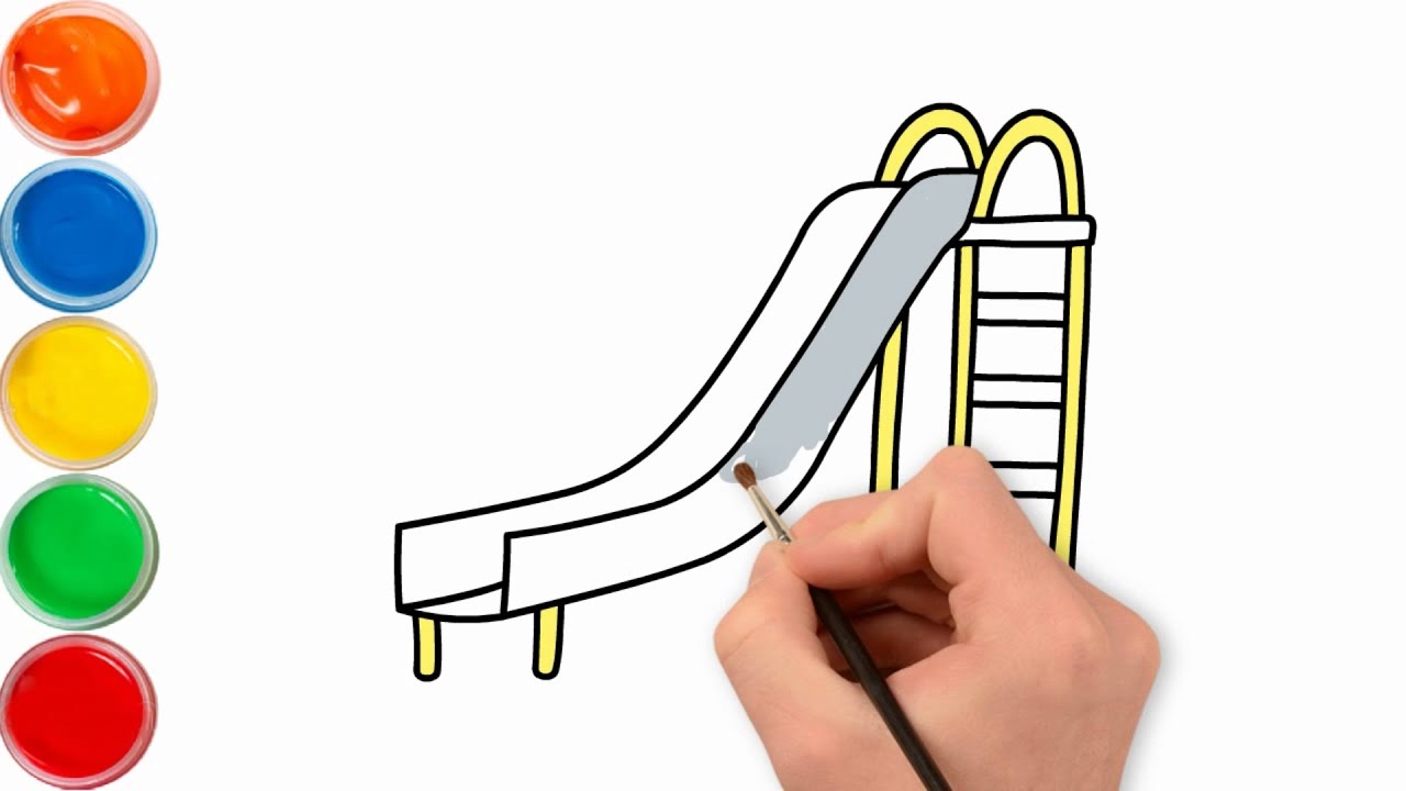 How to draw and color a SLIDE for kids EASY and STEP BY STEP? 😍🌹 - YouTube