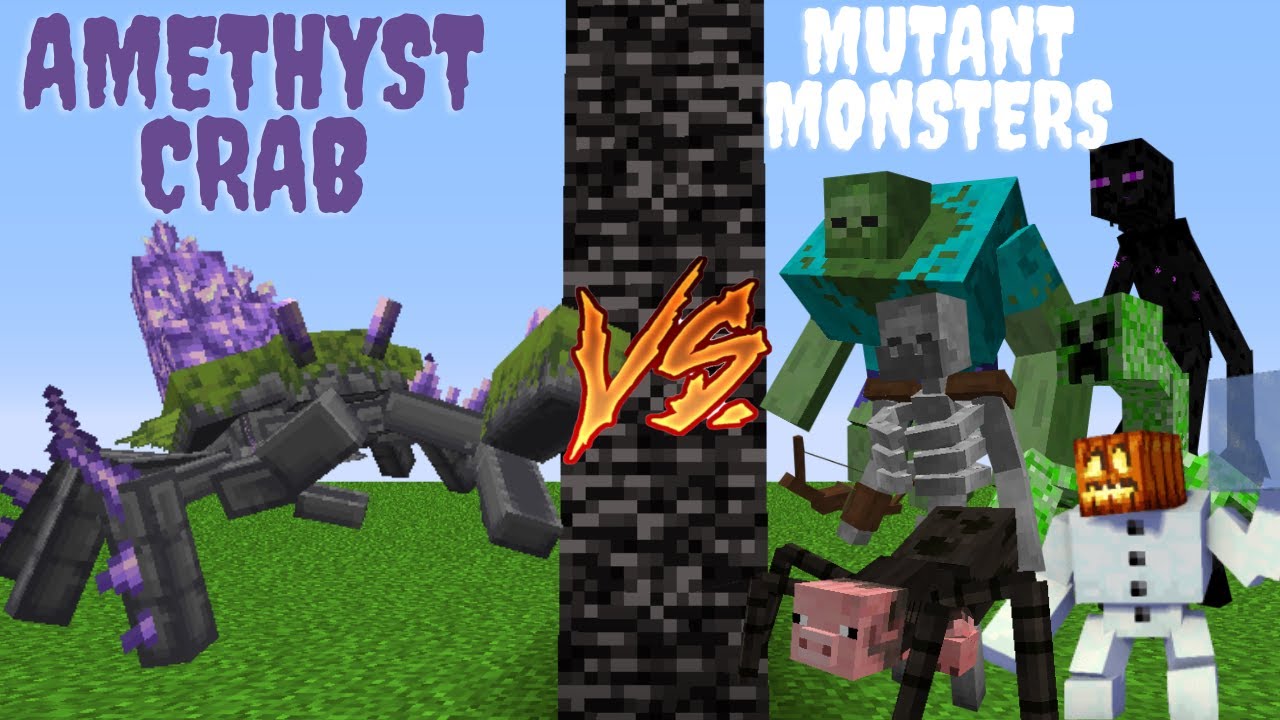 Amethyst Crab VS Mutant Monsters Minecraft Mob Battle - YouTube