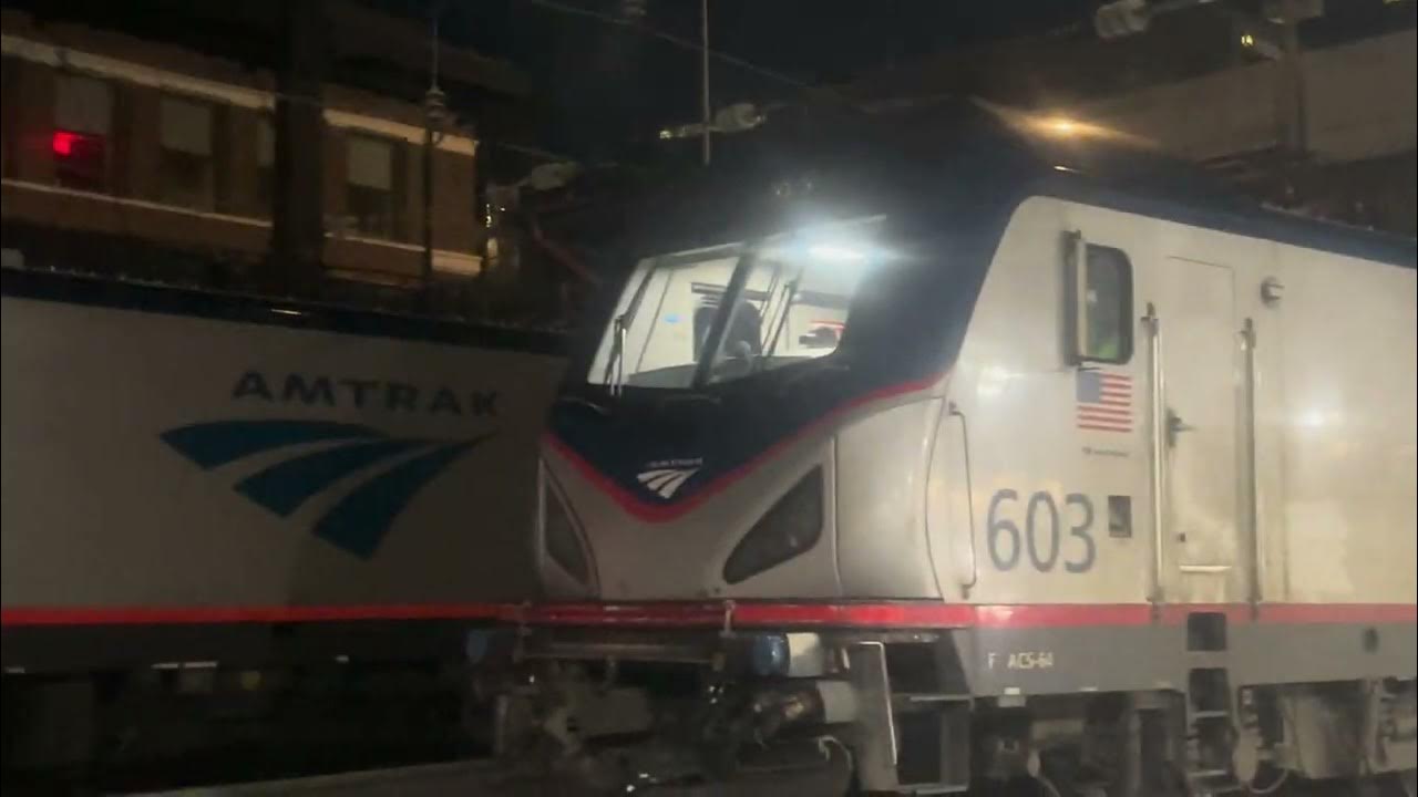 Amtrak 365 heads to be parked as Amtrak 603 waits for the switch to be thrown filmed Dec 21st ...