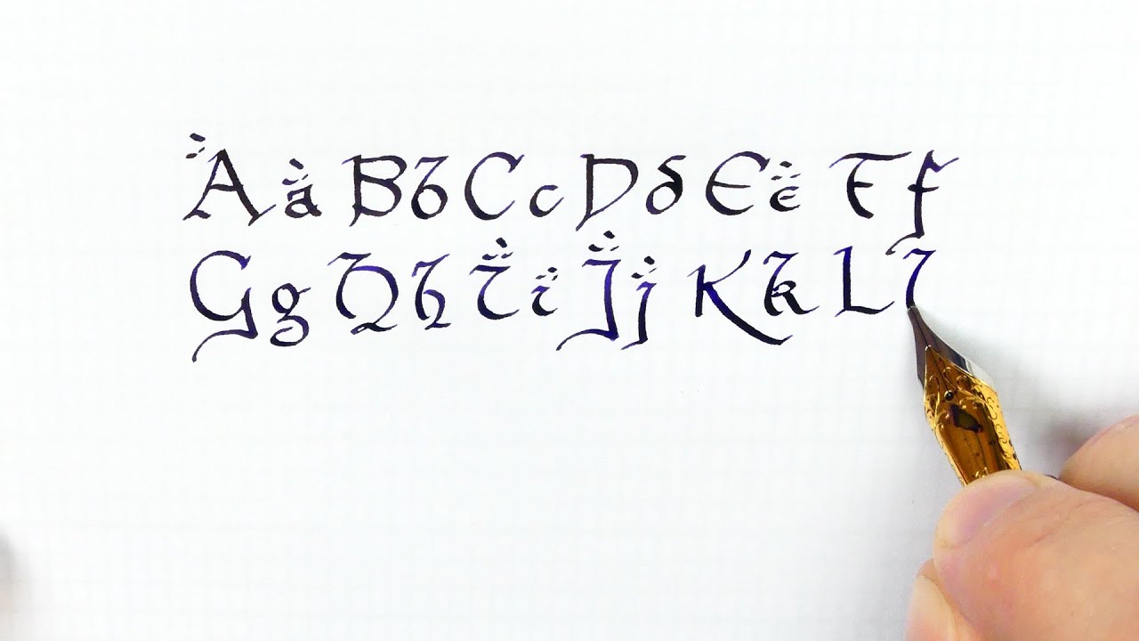 Fantasy script: Upper and lowercase with a fountain pen - handwriting ...