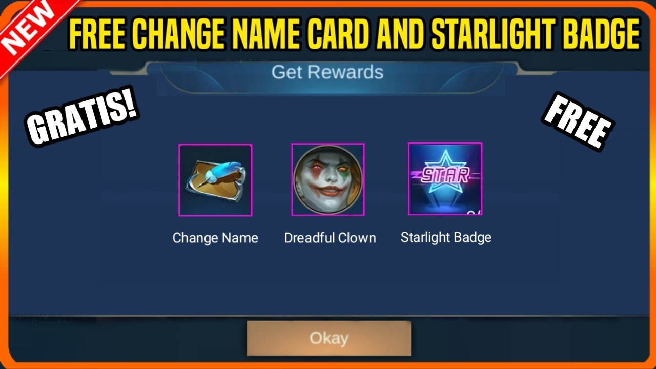 FREE CHANGE NAME CARD + CHOOSE ANY STARLIGHT SKINS | MOBILE LEGENDS ...