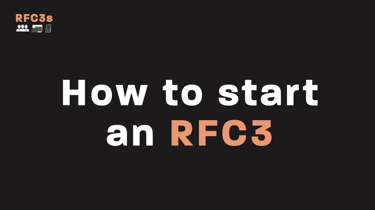 How To Start an RFC3 - YouTube