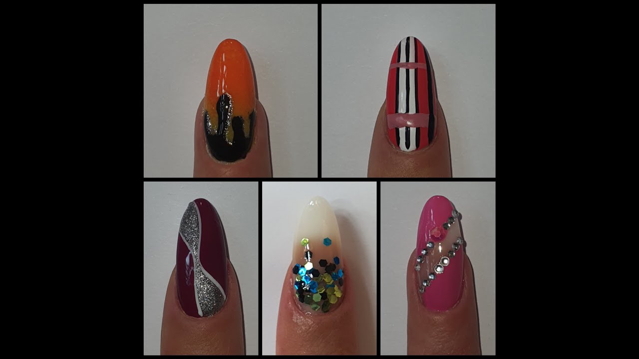 Top 5 Nail Art Designs Tutorial | Random Nails #3 - YouTube