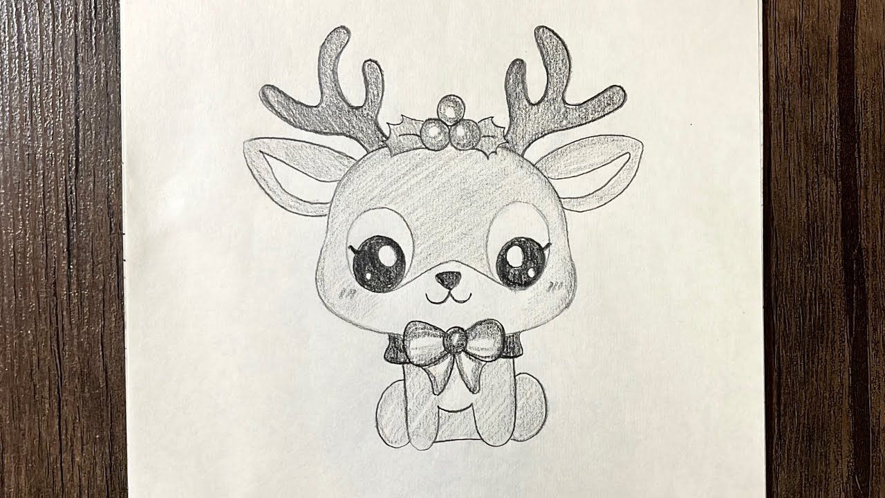 How to draw a cute Christmas Reindeer | step by step pencil drawing ...