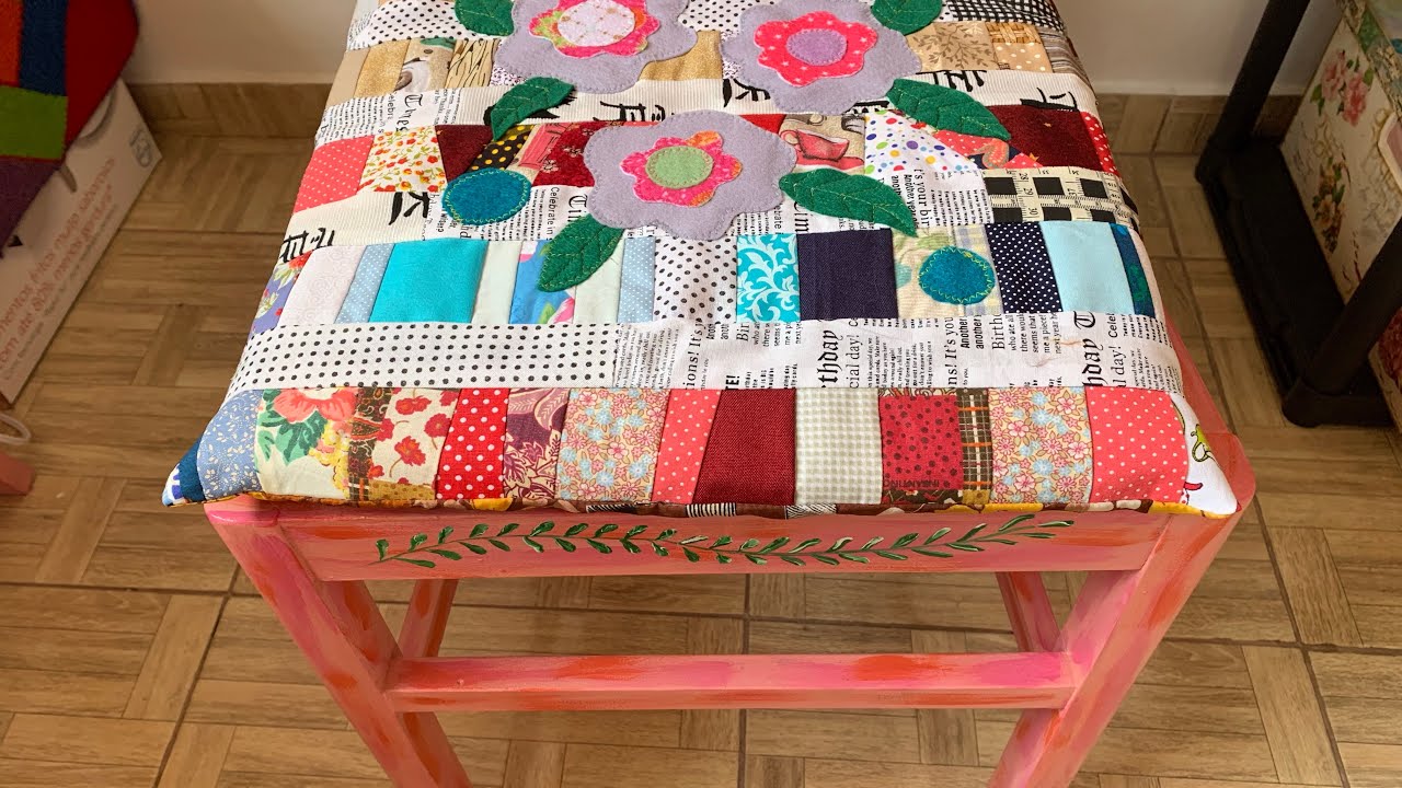 Assento para cadeira com aplicação em feltro - Retalhos - YouTube