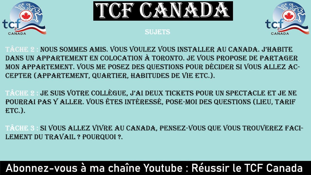 TCF CANADA : Correction (Trouver facilement le travail au canada) de l ...