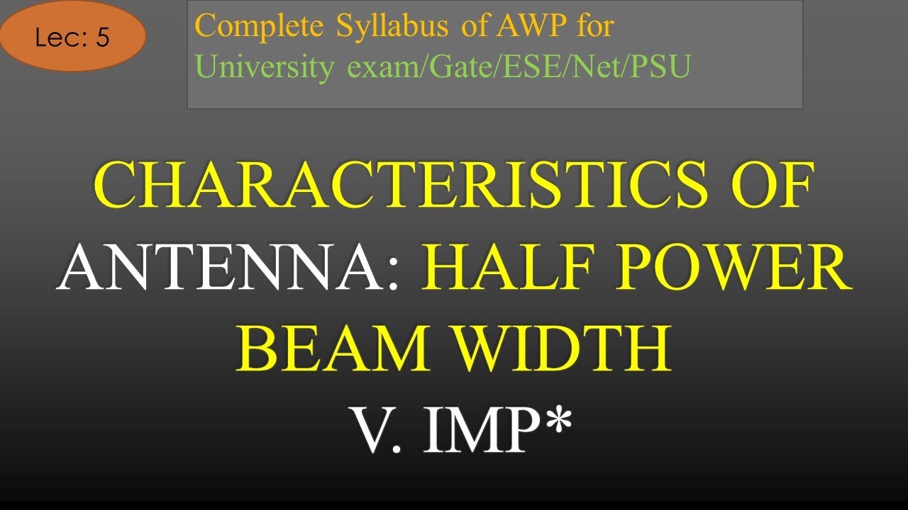 AWP | Lec-5 | Characteristics of Antenna: Half Power Beam Width (HPBW ...