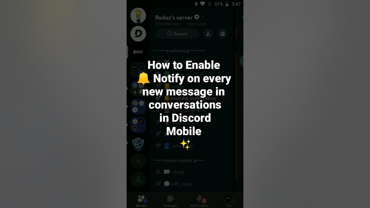 How to Enable 🔔 Notify on every new message in conversations in Discord Mobile #roduz #discord ...