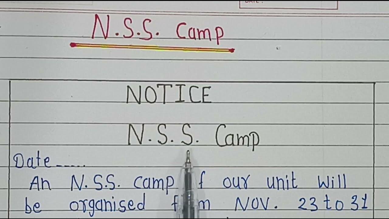 Notice Write On NSS Camp | Write On NSS Camp | An Article On The NSS Camp | NSS Camp Notice ...