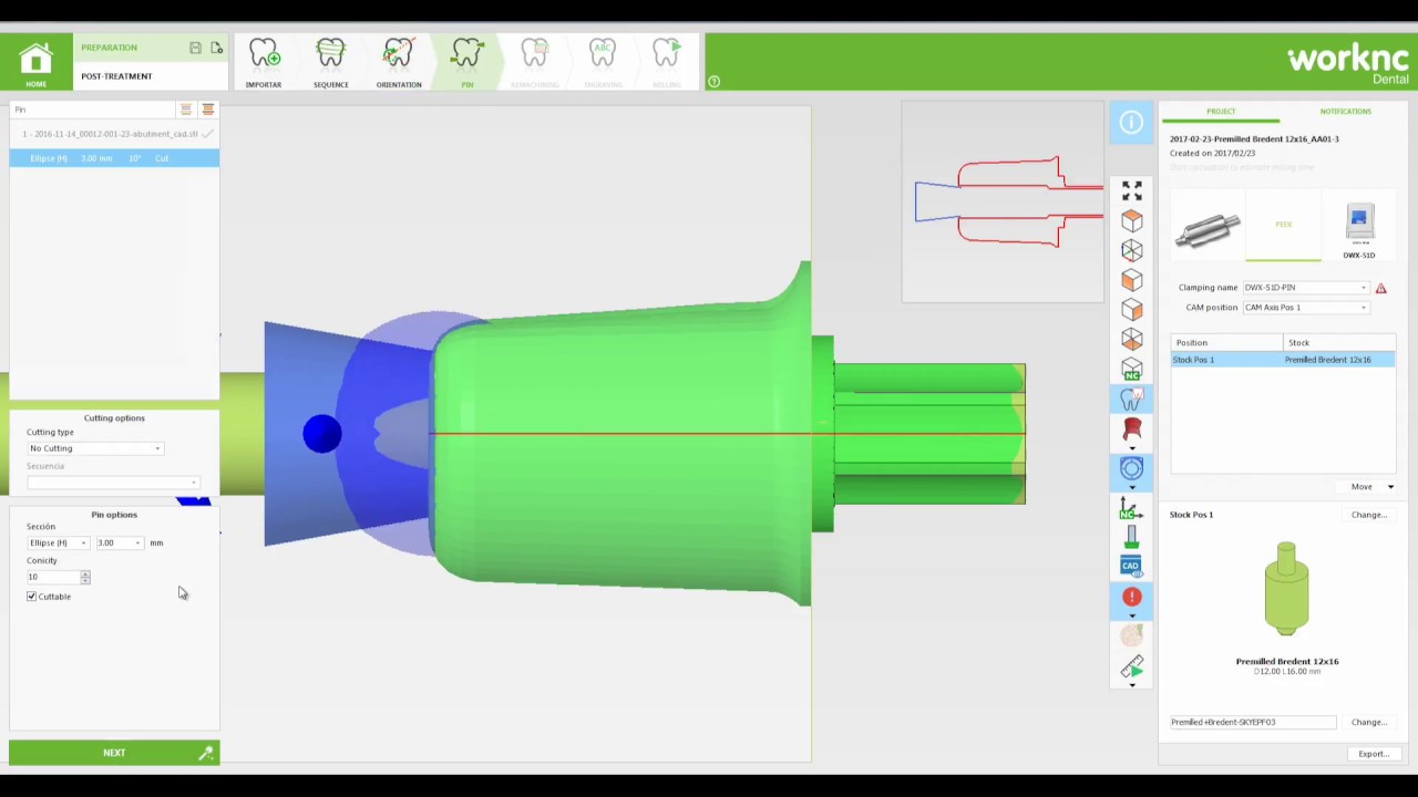 Sample de sistema pre-milled de Bredent con workNC para la Roland DWX ...
