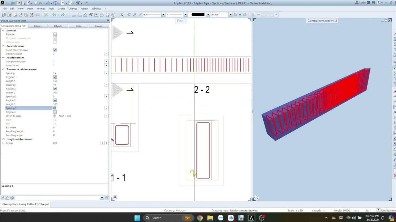 Tạo cốt thép biến thiên trong Allplan - Create variable reinforcement in Allplan. - YouTube