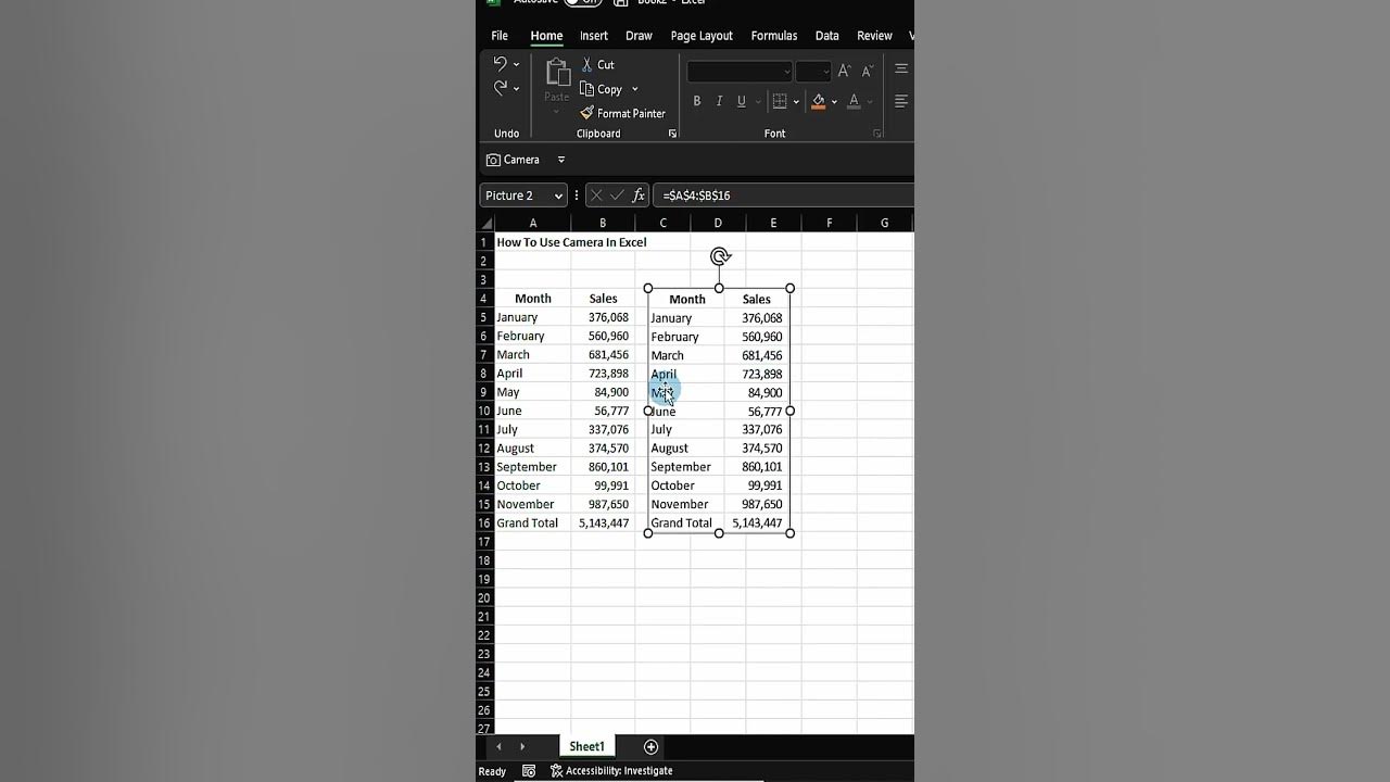How To Use The Camera In Excel #shorts - YouTube