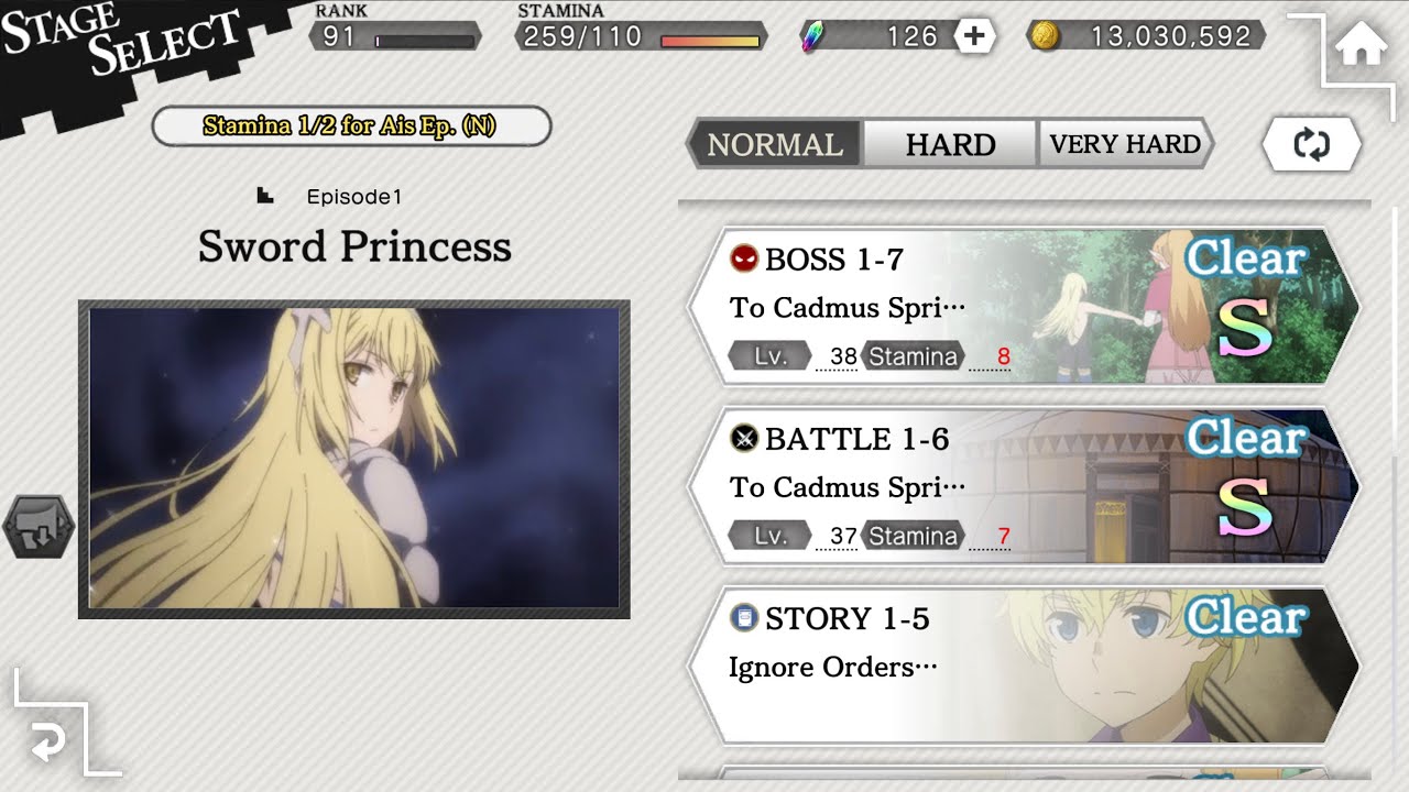 DanMachi - MEMORIA FREESE: Ais Main Story - Episode 1: Sword Princess ...