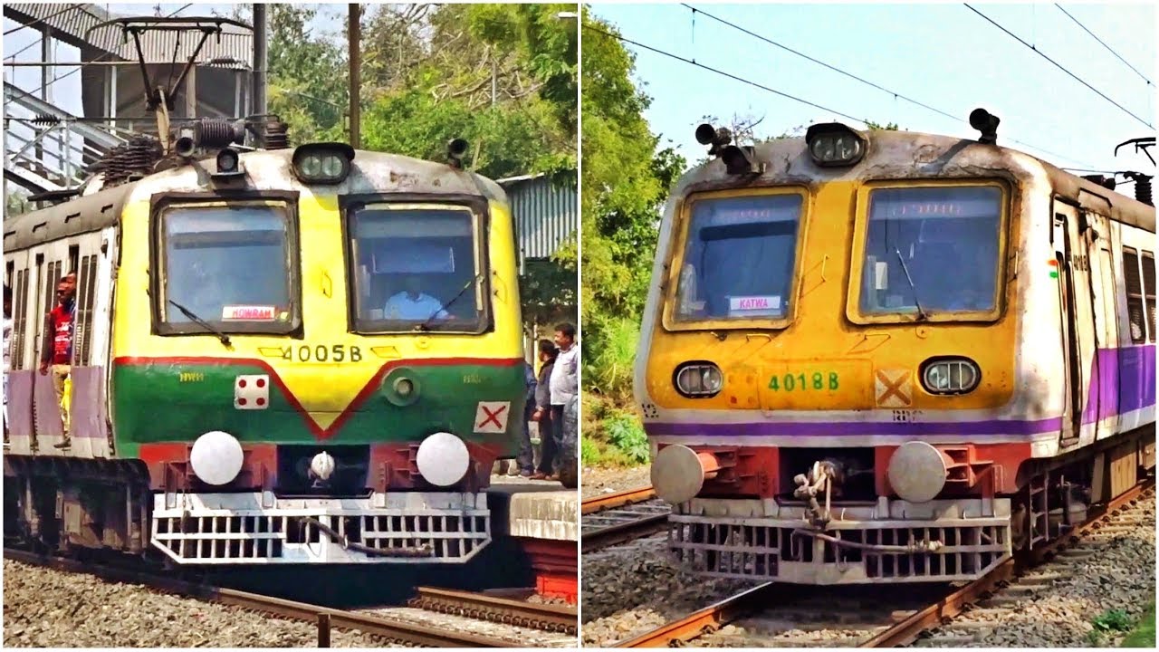 Different colored speedy aerodynamic EMU trains of Eastern railway ...