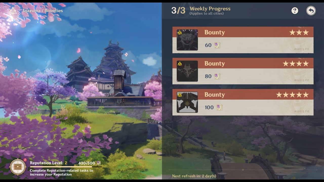 Inazuma Bounties and Requests - Weekly Reputation System [Genshin ...