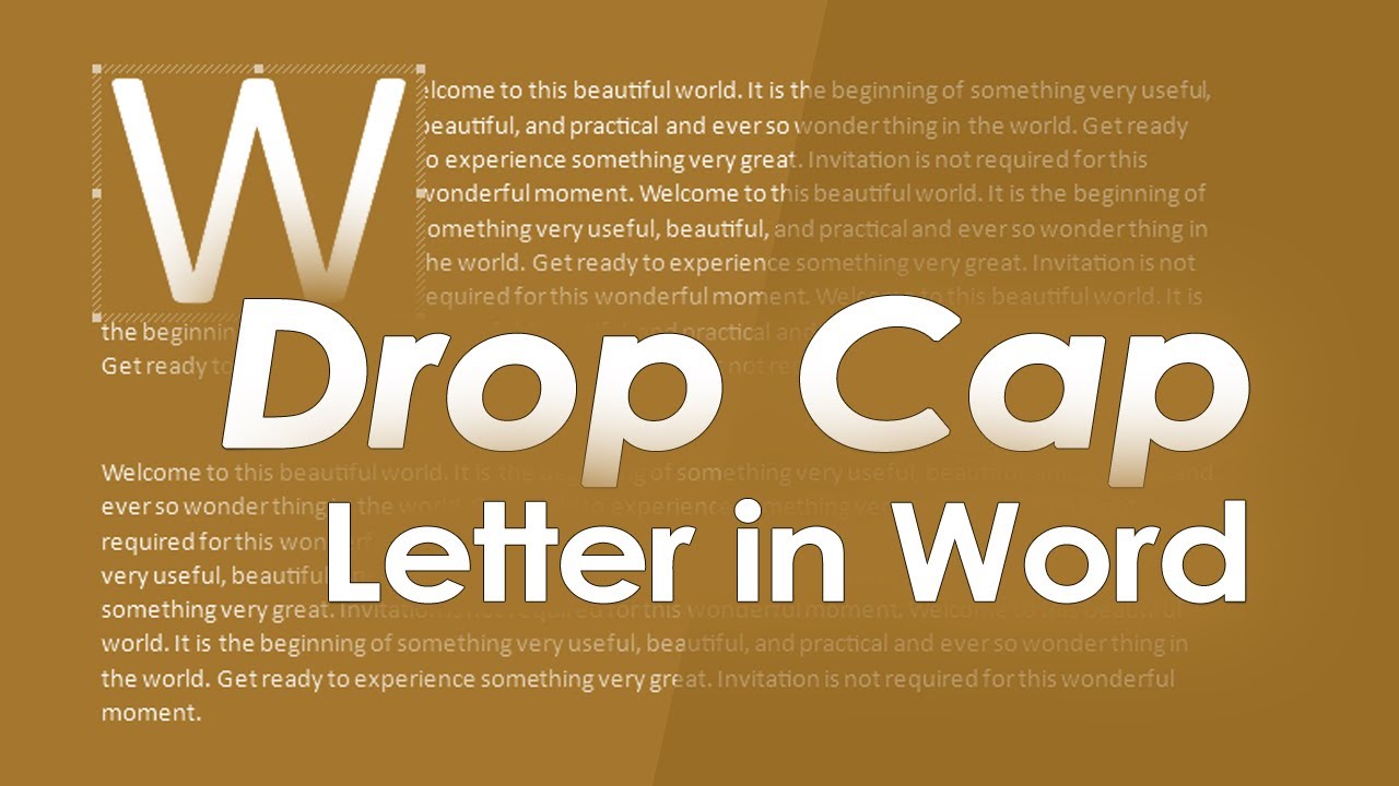 Drop Cap first letter in Microsoft Word - YouTube