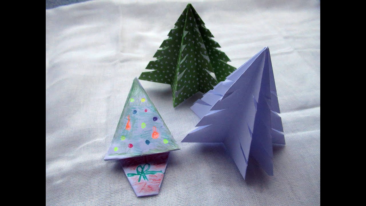 Origami - festive trees (traditional) - YouTube