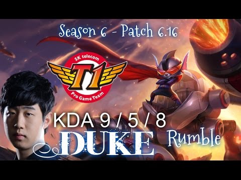 SKT T1 Duke RUMBLE vs GANGPLANK TOP - Patch 6.16 KR Ranked | League of Legends - YouTube