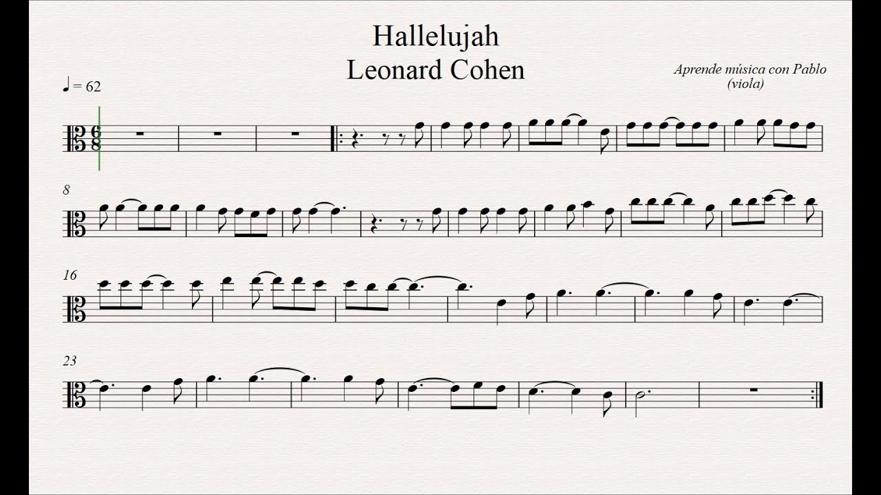 HALLELUJAH: Viola (partitura con playback) - YouTube
