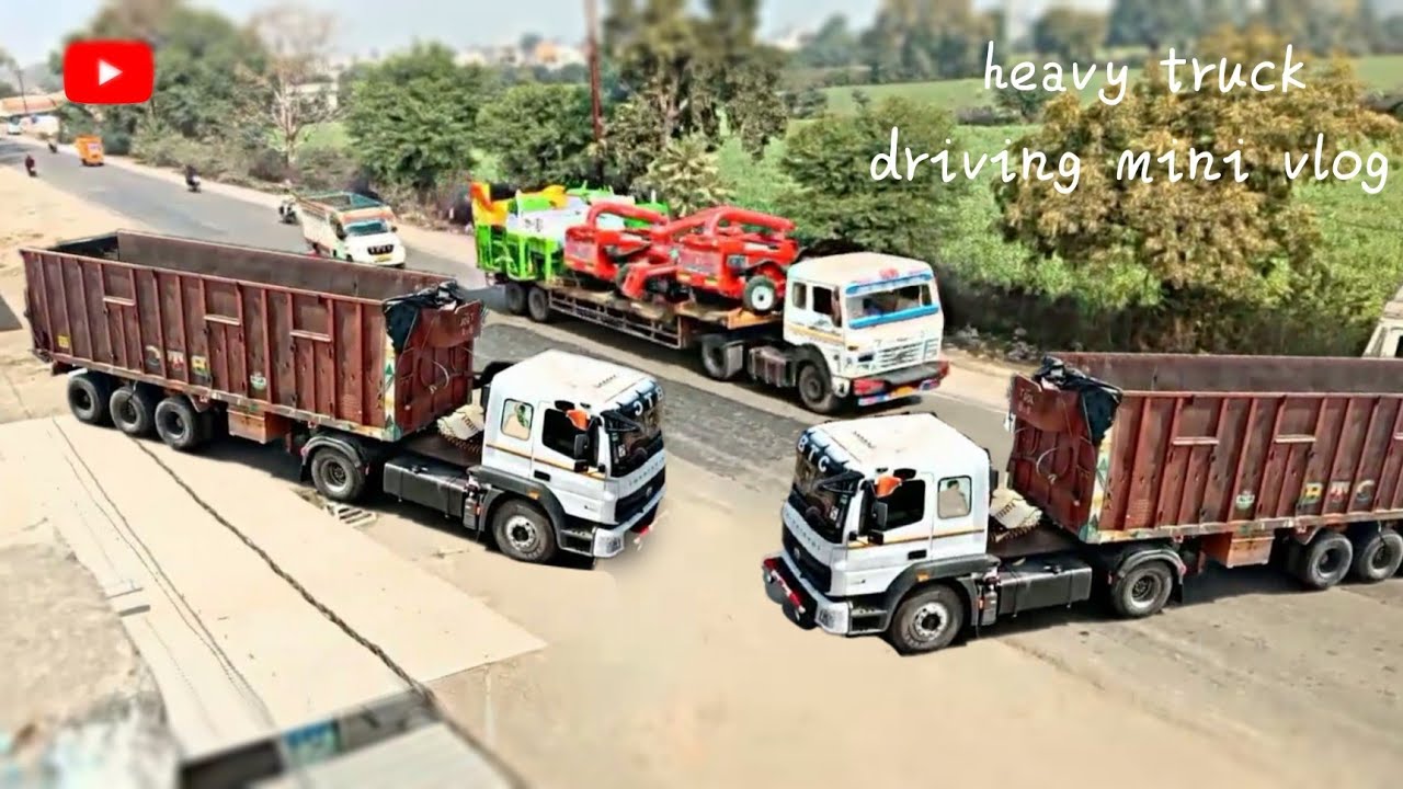 tata truck heavy driving || fast truck driving ||heavy machinery loaded ...