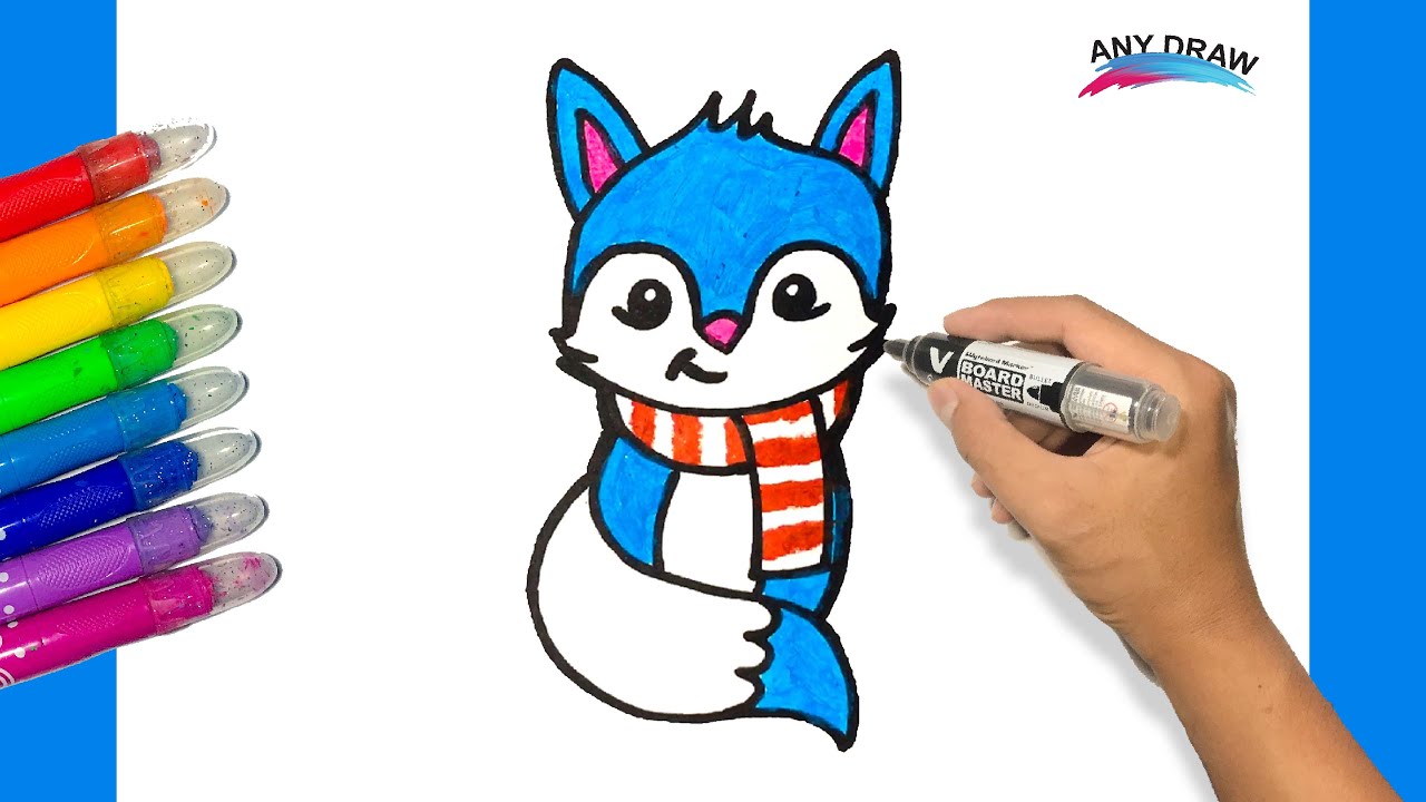 How to draw a Blue Fox | Easy drawings - YouTube