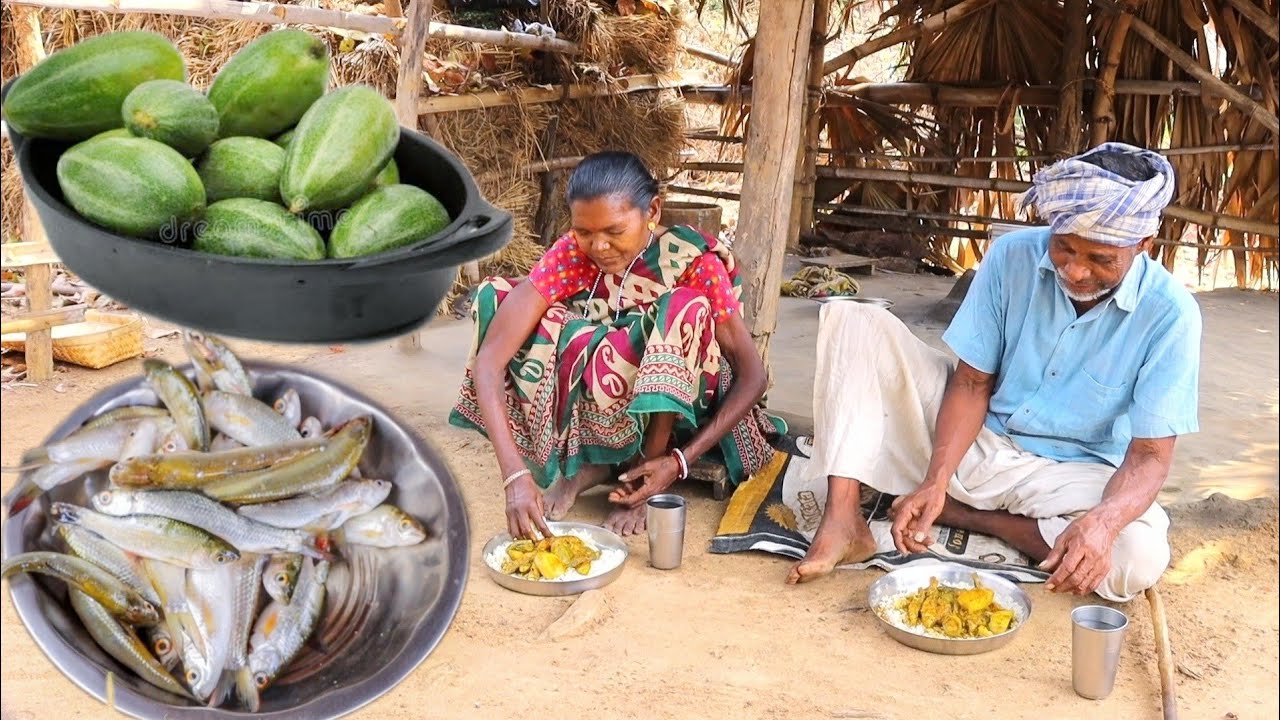 small fish curry with parwal cooking and eating by our santali tribe ...