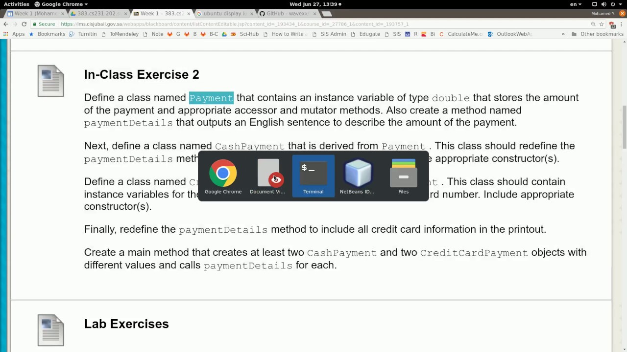 383 cs231 Introduction to Overriding Week 1 Ex 2 part 1/2 - YouTube