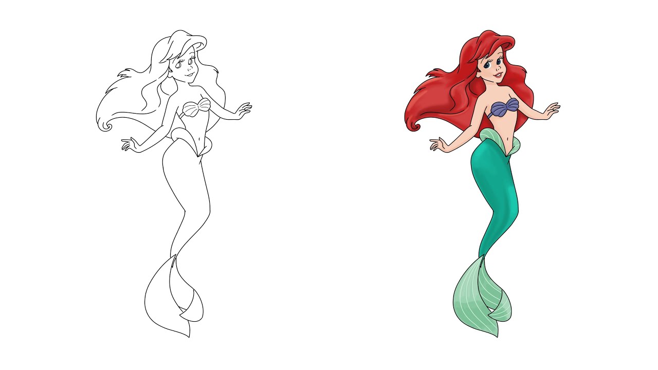 How to Draw Ariel The Little Mermaid Easy | Drawing and Coloring # ...