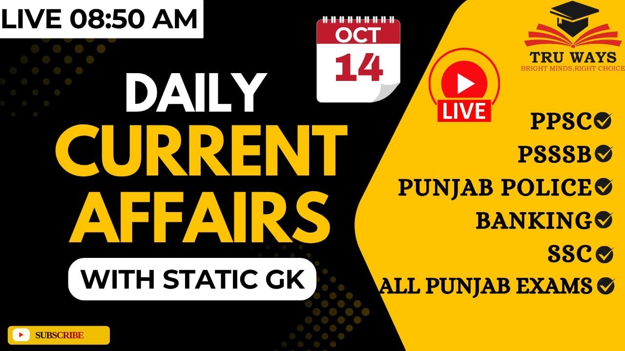 Daily Current Affairs | 14th October 2025 | Live Class - YouTube
