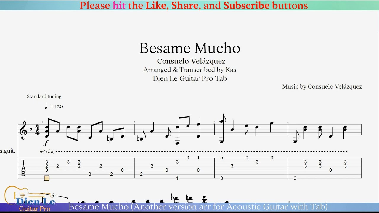 Besame Mucho (Another version arr for Acoustic Guitar with Tab) - YouTube