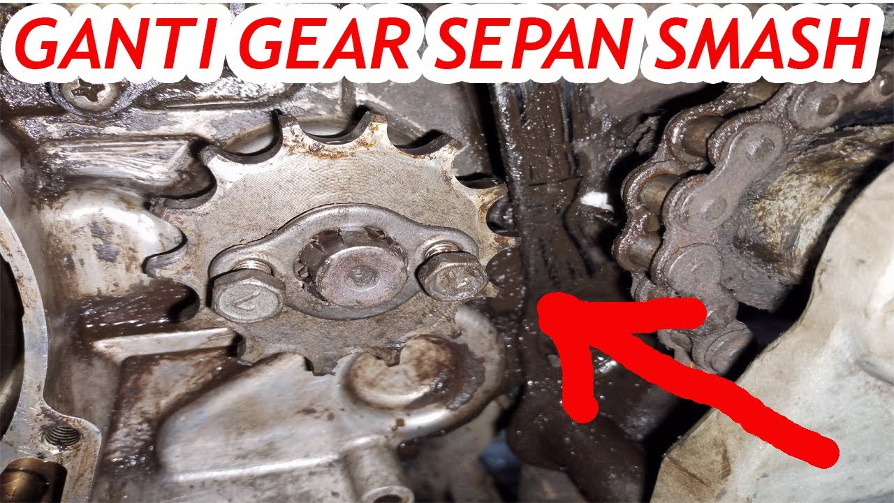 melepas gear depan motor smash - YouTube