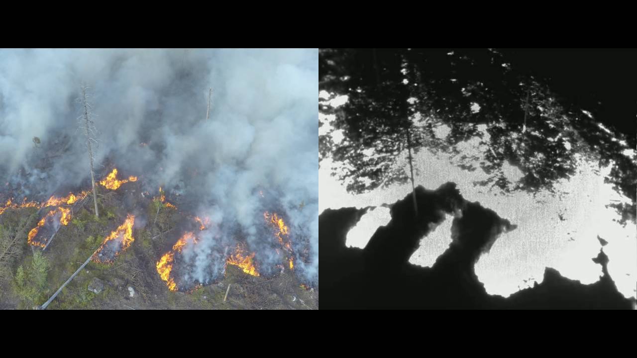 Forest fire, thermal and RGB camera side-by-side - YouTube