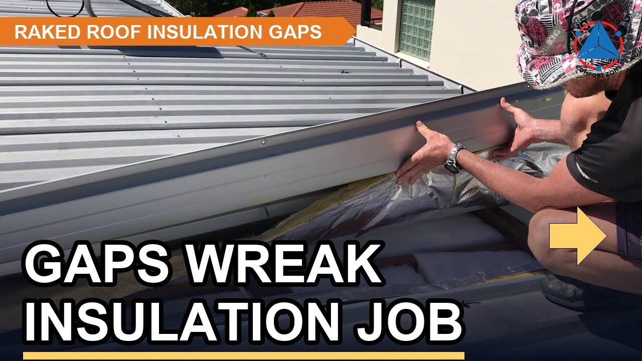 Anti con blanket and polyester batts installed under raked iron roof ...