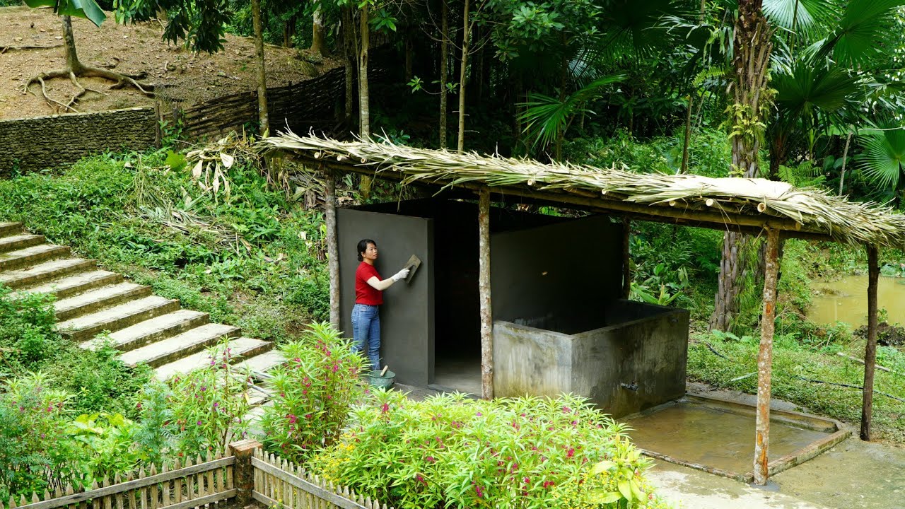 How to plaster survival shed walls - Phùng Thị Chài - YouTube
