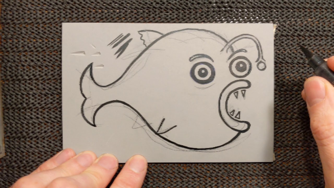 Linocut Fish Part 1 - Drawing on the Block - YouTube