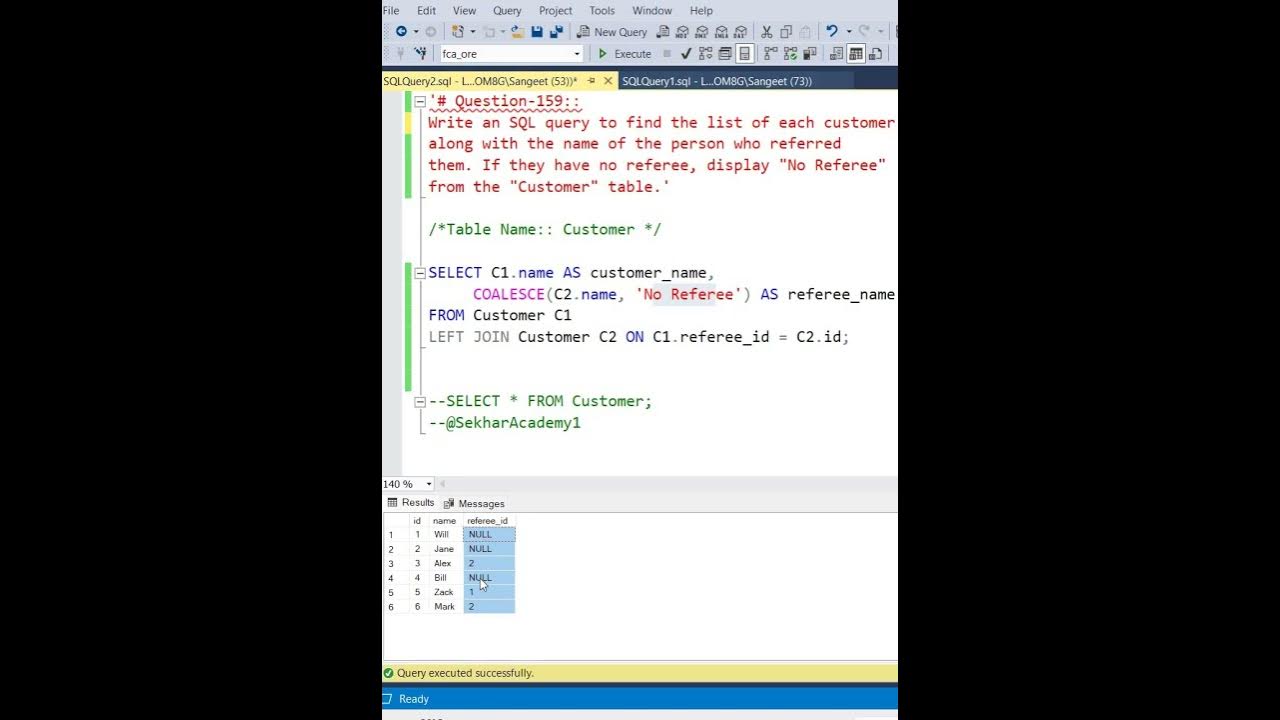 SQL Interview Question 159 || #sql #mysql #oracle #interview #shorts #reels #coding ...