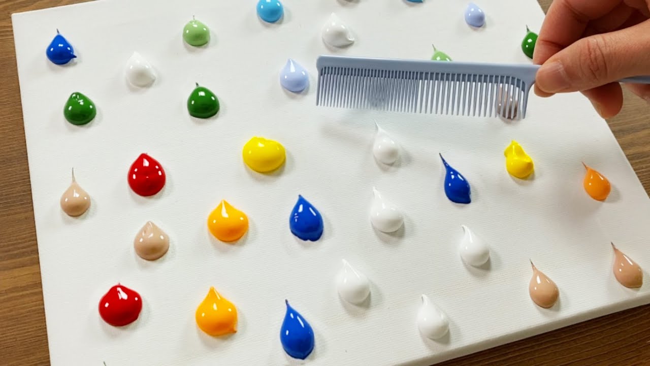 Comb Painting Technique / Acrylic Painting / Landscape Painting in the ...