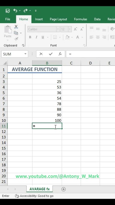 Using the AVERAGE Function in Excel #excelfunctions #exceltricks #exceltips - YouTube