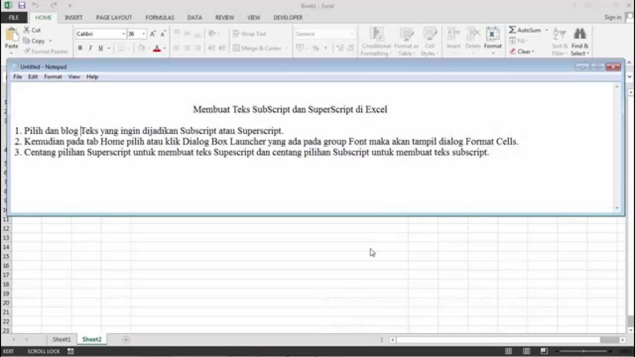 Cara Membuat Teks SubScript dan SuperScript di Excel - YouTube