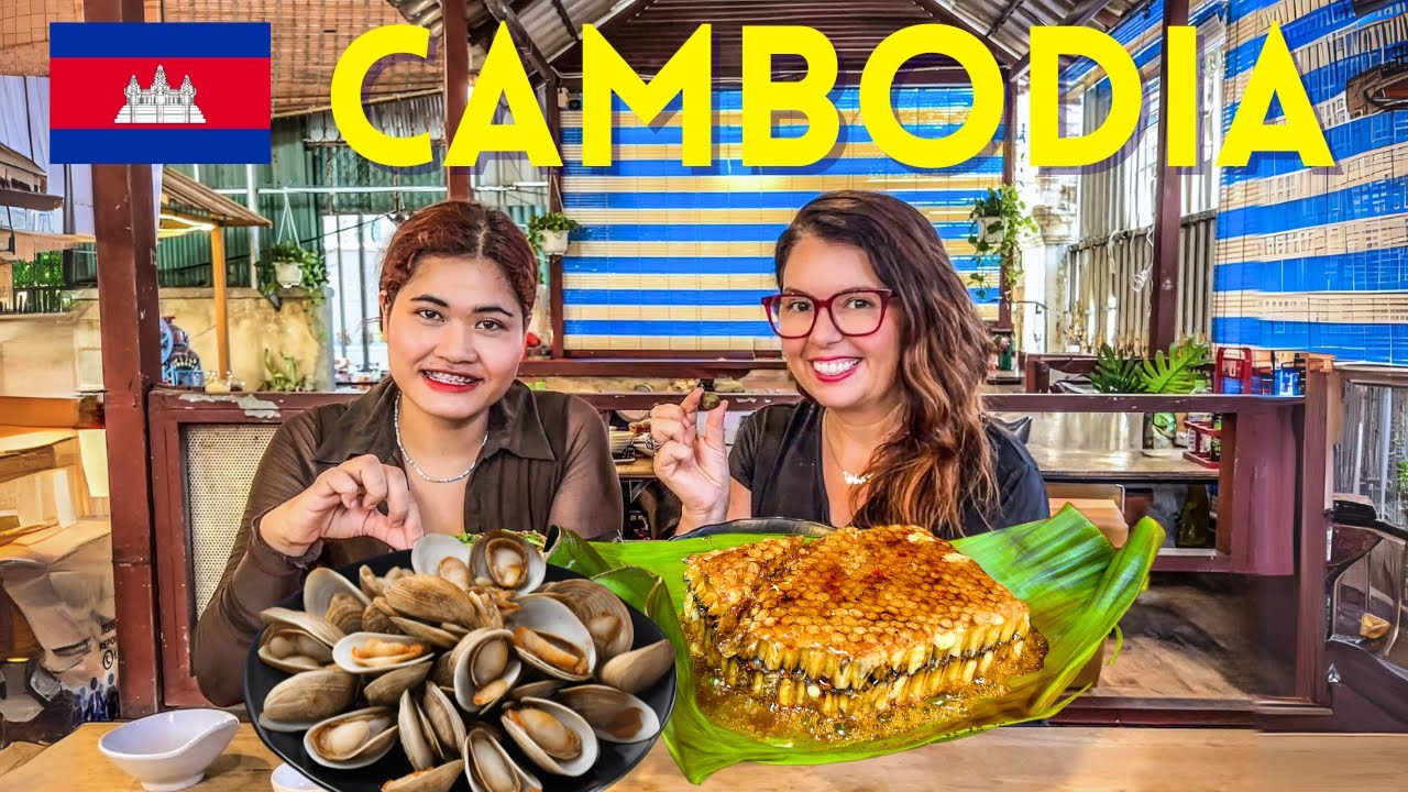 Eating CRAB BRAIN, BABY BEES & SMASHED FROG 🇰🇭 Cambodian Food Tour in ...