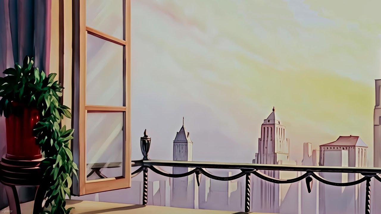 1950's new york apartment with vintage jazz playing in another room ...