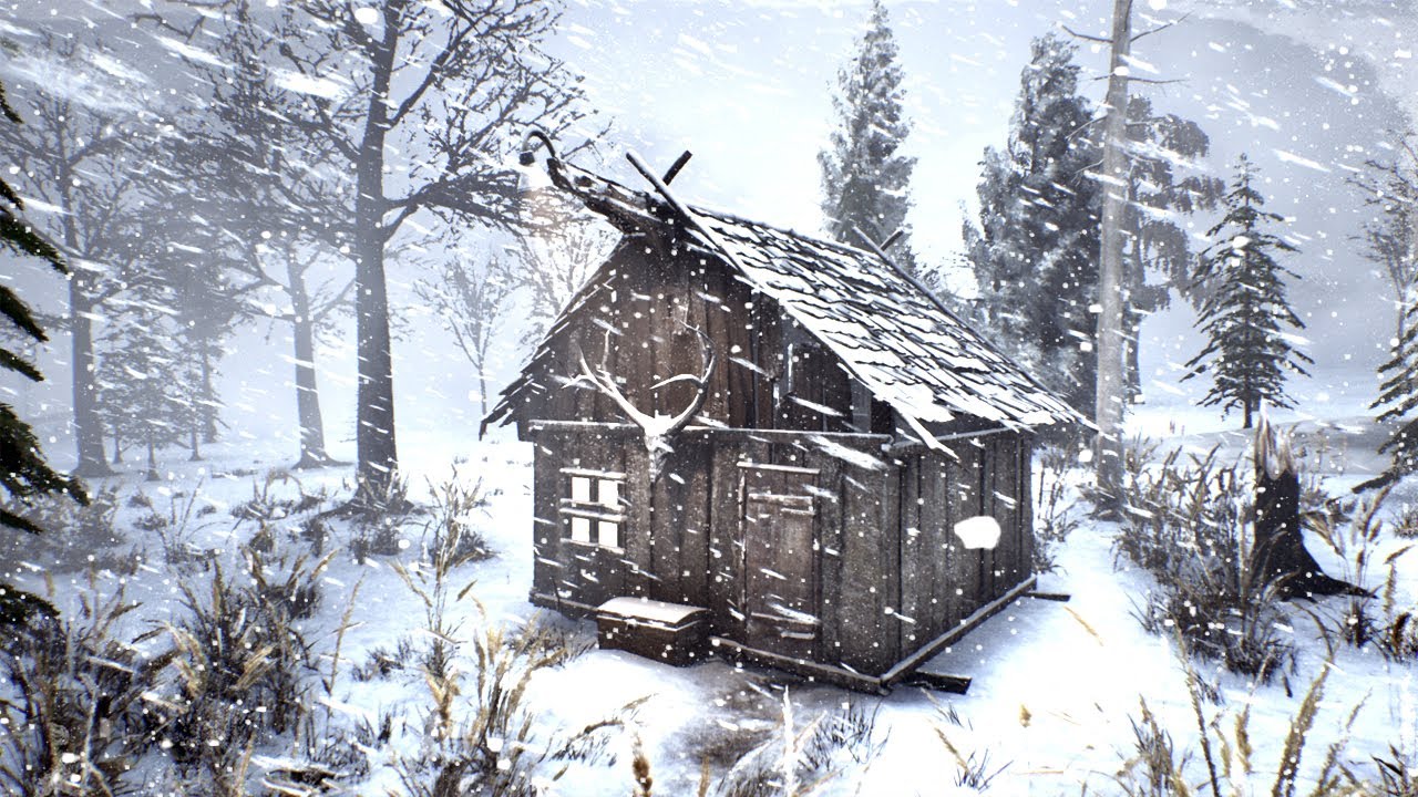 INTENSE SNOWSTORM at an Old Log Cabin. FREEZING WINTER Ambience & Icy ...
