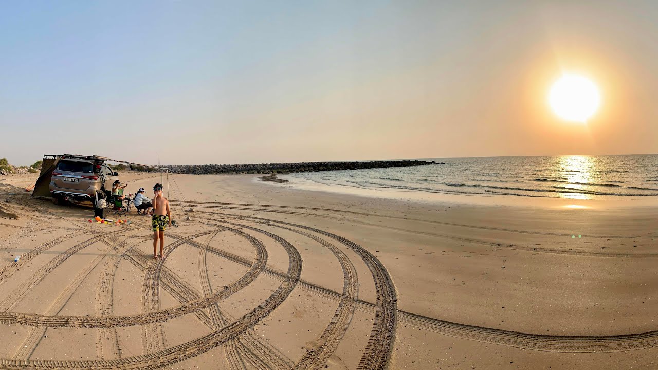 Warm beach swimming at 41 C / AL RAMS BEACH / SARAYA ISLAND / RAS AL ...