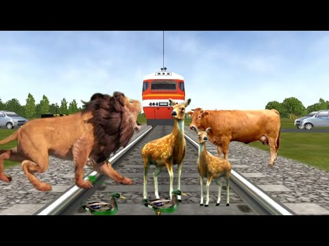 train coming and animals road crossing |train simulation video |BeamNG ...