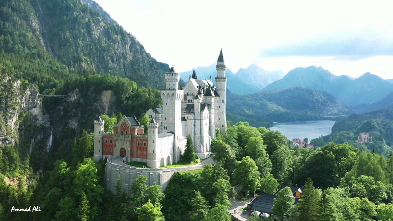 Neuschwanstein Castle/Cinderella Castle/Bavaria - 4k Aerial shots form ...
