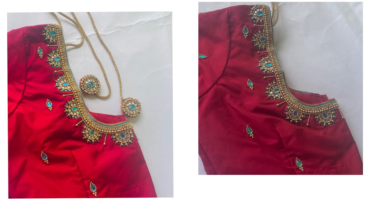 Stone aari work blouse design 📲7200136177 #aariworkblouses # ...